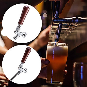 LitKiwi 4Pcs Beer Tap Handle,Premium Wooden Faucet Rustic Black & Brown Classical Style Handle,3/8''-16 Thread for Most Standard American Draft Beer Faucet,Homebrew,Kegerators and Bars