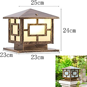 Post Lights Outdoor Waterproof Decorative Columns Post Aluminum Landscape E27 Patio Post Lamps Square Wall Pillar Headlight Courtyard Gate