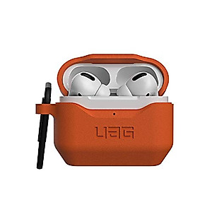 URBAN ARMOR GEAR UAG Compatible with AirPod Pro Case Full-Body Protective Soft-Touch Silicone Case with Detachable Carabiner, Standard Issue Silicone_001, Orange