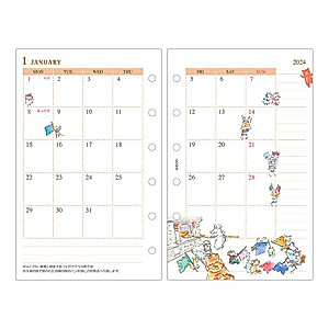 Midori 27090006 Notebook, Refill, 2024 B7, Weekly Carnival Pattern (Begins January 2024)