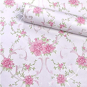 Emoyi Romantic Pink Flower Shelf Liner Adhesive Wallpaper Pattern Waterproof Cabinet Wall Sticker 17.7''x98''