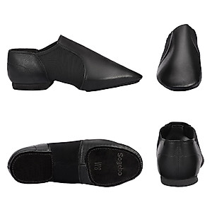 Split Sole Jazz Shoes for Women and Men's Dancing, Black (7.5W / 6.5M)