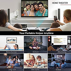5G WiFi Bluetooth Projector, Support 1080P HD Mini Projector, Portable Outdoor Projector with Bag, Home Theater Video Projector, HDMI, USB, VGA, PC, TV Box, iOS & Android Phone