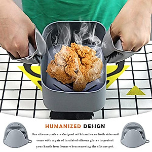 2PCS Air Fryer Silicone Pot - Silicone Air Fryer Reusable Liners for 8QT Ninja Foodi DZ201 DZ401 8QT, Food Safe Air Fryer Silicone Basket, Easy Cleaning Air Fryer Pan with Heat-proof Gloves