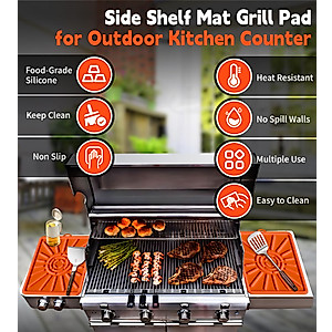 Silicone Grill Mat for Outdoor Grill Blackstone, Griddle Mat Barbeque Grill Accessories Tools Kitchen Counter Spatula Mat BBQ Side Shelf Mat Grill Pad for Blackstone Griddle Accessories