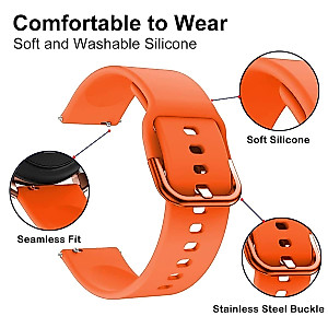 Minggo Band Compatible with Samsung Galaxy Watch Active/Active2 40mm/44mm,Silicone Sports Wristband Replacement Compatible for Galaxy Watch 42mm/Gear S2 Classic/Gear Sport Smart Watch (Orange)