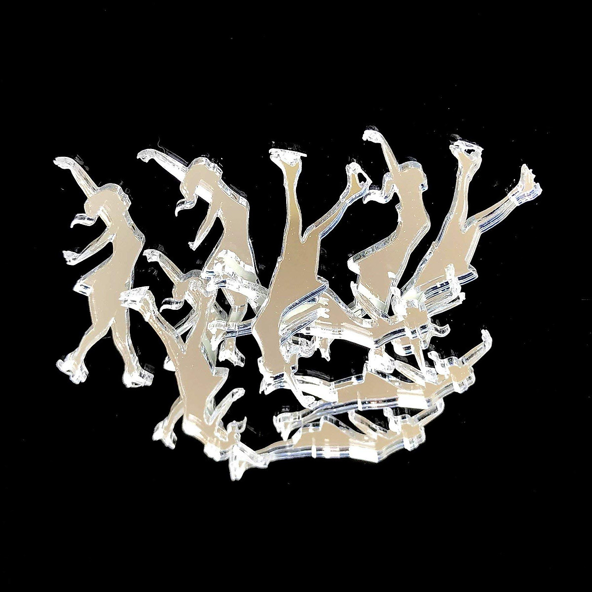 Super Cool Creations Ice Skater Shaped Crafting Mirrors, Set of 10, Many Colours, Shatterproof Acrylic, Graphite, Pack of 20 x 2cm