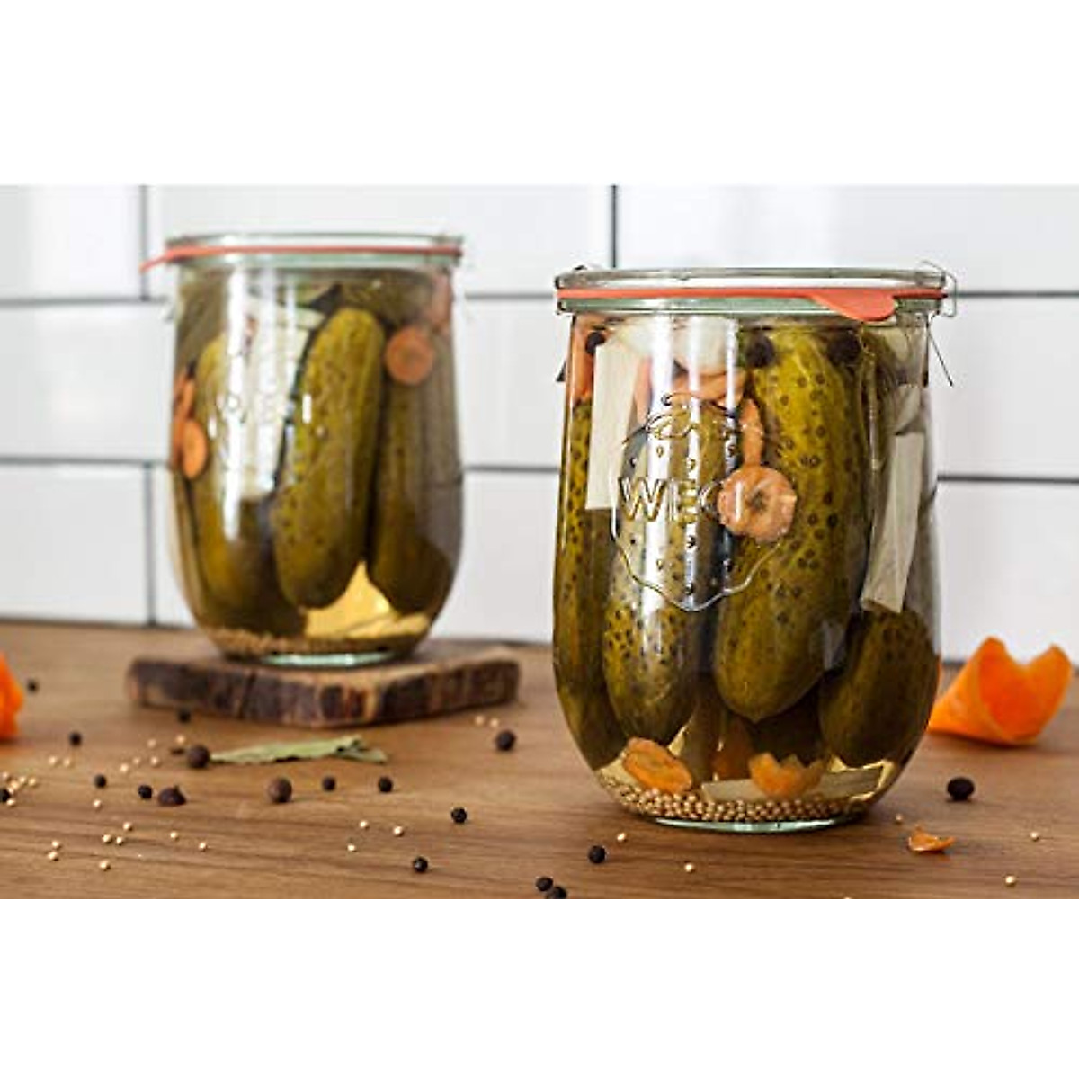 Weck - Large Glass Jars for Sourdough - Starter Jar with Glass Lid - Tulip Jar with Wide Mouth - Weck Jars 1 Liter Includes (Keep Fresh Cover)