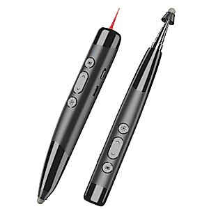Miritz 4-in-1 Wireless Presenter Clicker with Telescopic Pointer, Presentation Clicker, Stylus Pen - USB Dongle Plug and Play, Rechargeable - Compatible with Smart Board, PC, Laptop, Mac