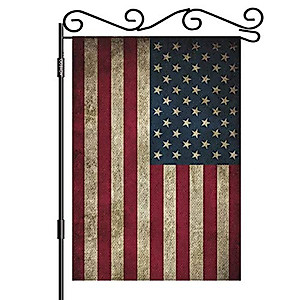 AOYEGO Rustic Usa Flag Garden Yard Flag 12.5"x 18" Double Sided Polyester Vintage American Patriotic Us Flgas House Flag Banners for Patio Lawn Outdoor Home Decor