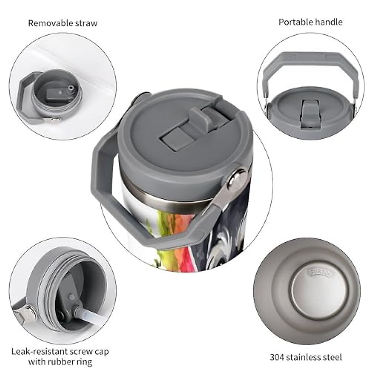 HJUQNGF 30oz Stainless Steel Insulated Tumbler with Flip Lid & Straw, Leakproof Travel Mug for Car, Schnauzer Double Wall Vacuum Thermal Coffee Cup with Handle, Spill-Proof Design for Hot/Cold Drinks