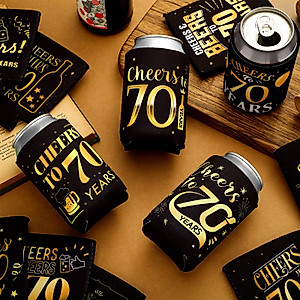 Umigy 24 Pcs 70th Birthday Can Sleeve to 70 Years Can Neoprene Cooler Birthday Decorations Party Favors Supplies Gift for Men Women