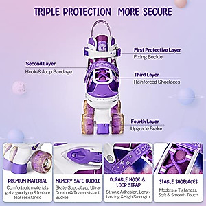 Gonex Roller Skate for Kids L Size with 6 in 1 Protective Gear for Youth/Adult Pink - M Size