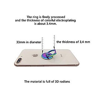 Blacell Colorful Cell Phone Ring Holder 360 Degree Rotation Phone Ring Holder Stand Finger Ring Kick-Stand Compatible Various Mobile Phones or Phone Cases