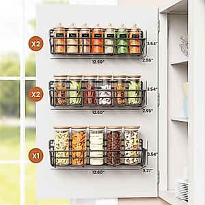 Mystozer 5 Pack Spice Rack Seasoning Organizer Wall Mount, Hanging Spice Organizer Shelf for Kitchen Cabinet, Wall, Pantry Door (Jars Are Not Included)