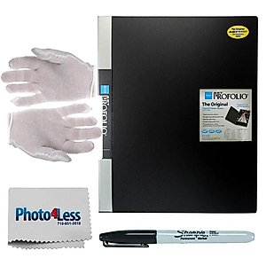 Itoya Art Profolio Original Storage Display Book (18 x 24) 24 Pages for 48 Views + Lintless Cotton White Gloves (Large, Pair) + Sharpie Fine Point Permanent Marker (Black) + Photo4Less Cleaning Cloth