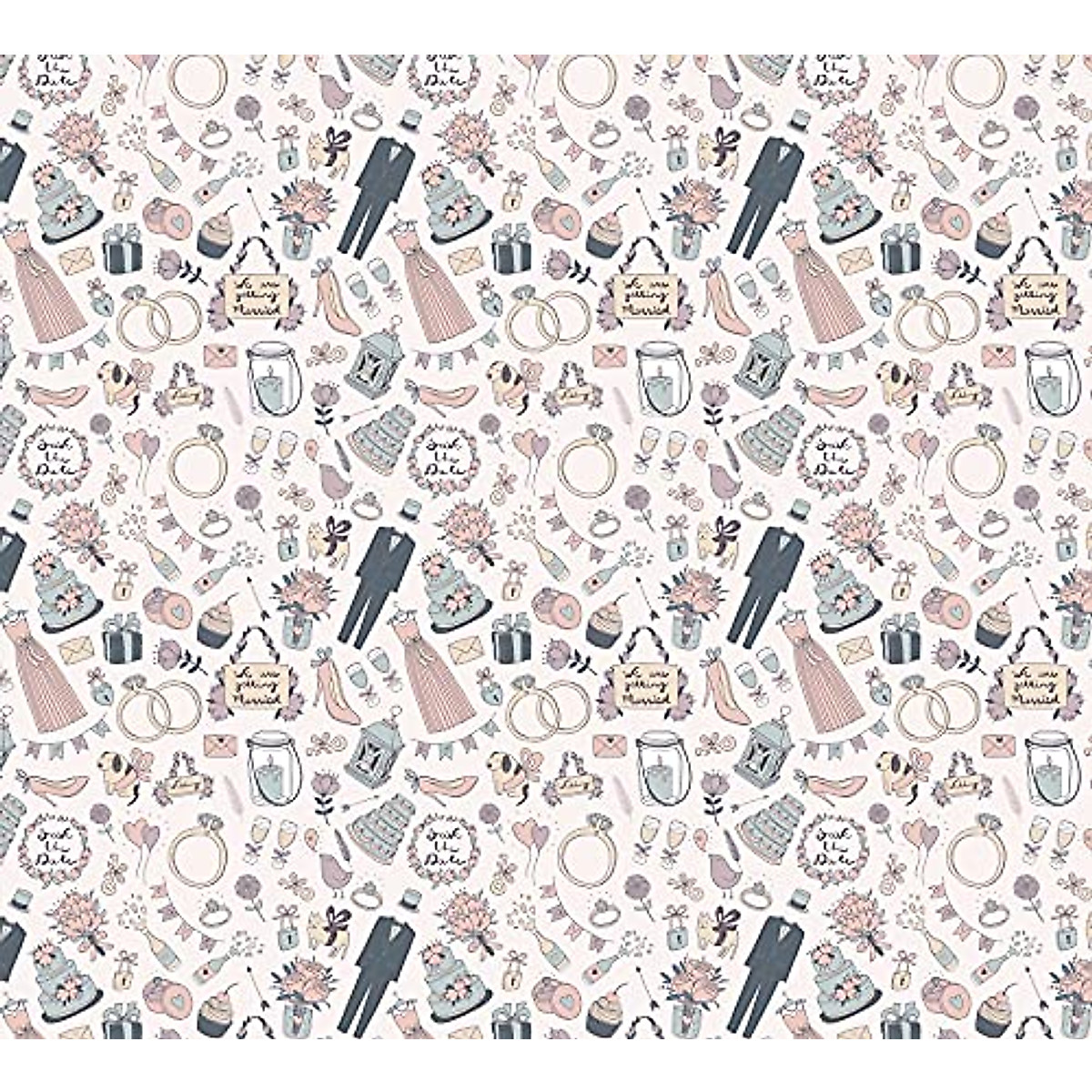 Stesha Party Wedding Present Gift Wrap Bridal Shower - Folded Flat 30 x 20 Inch - 3 Sheets