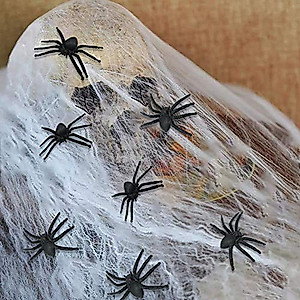 Caritty 50PCS Halloween Realistic Plastic Spider, Fake Spider Prank Prop Joke Toys for Halloween Decorations, Plastic Spiders Halloween, Black Scary Spiders for Kids, Great Party Favors