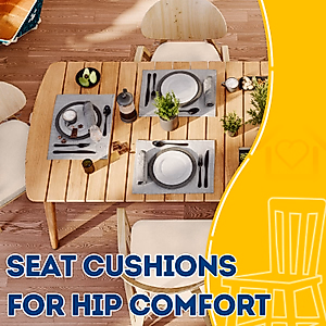 AAAAAcessories Square Chair Cushions for Dining Chairs with Ties and Removable Cover, 2" Thick Dining Kitchen Chair Pads, Indoor Dining Room Chair Cushions, 16" x 16", Set of 2, Beige