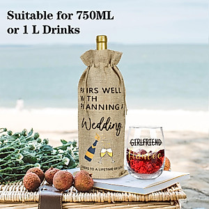 Engagement Gifts for Couples, Wine Coffee Glass Engaged Gift Set with Wine Bag for Women his and her him Fiance Fiancee Friend Girlfriend Boyfriend Newlywed, Bride and Groom to be, Bridal Shower Gift