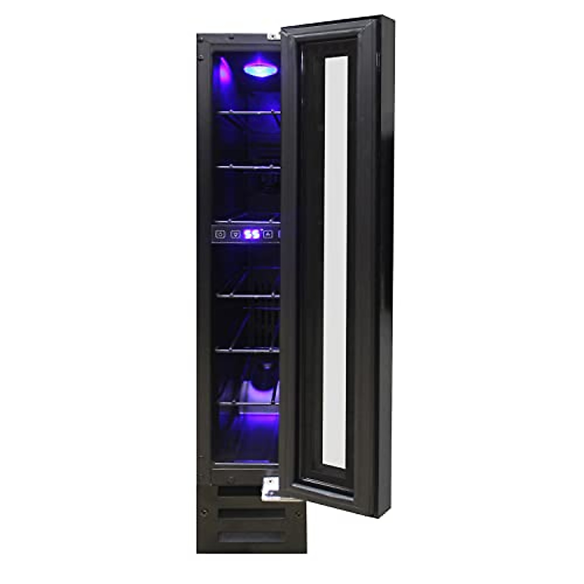 Vinotemp EL-7TS-BLACK 7 Bottle Cooler Refrigerator Freestanding Wine Cellar or Built-in Installation with Automatic Defrost, LED Display and Front Venting, Black