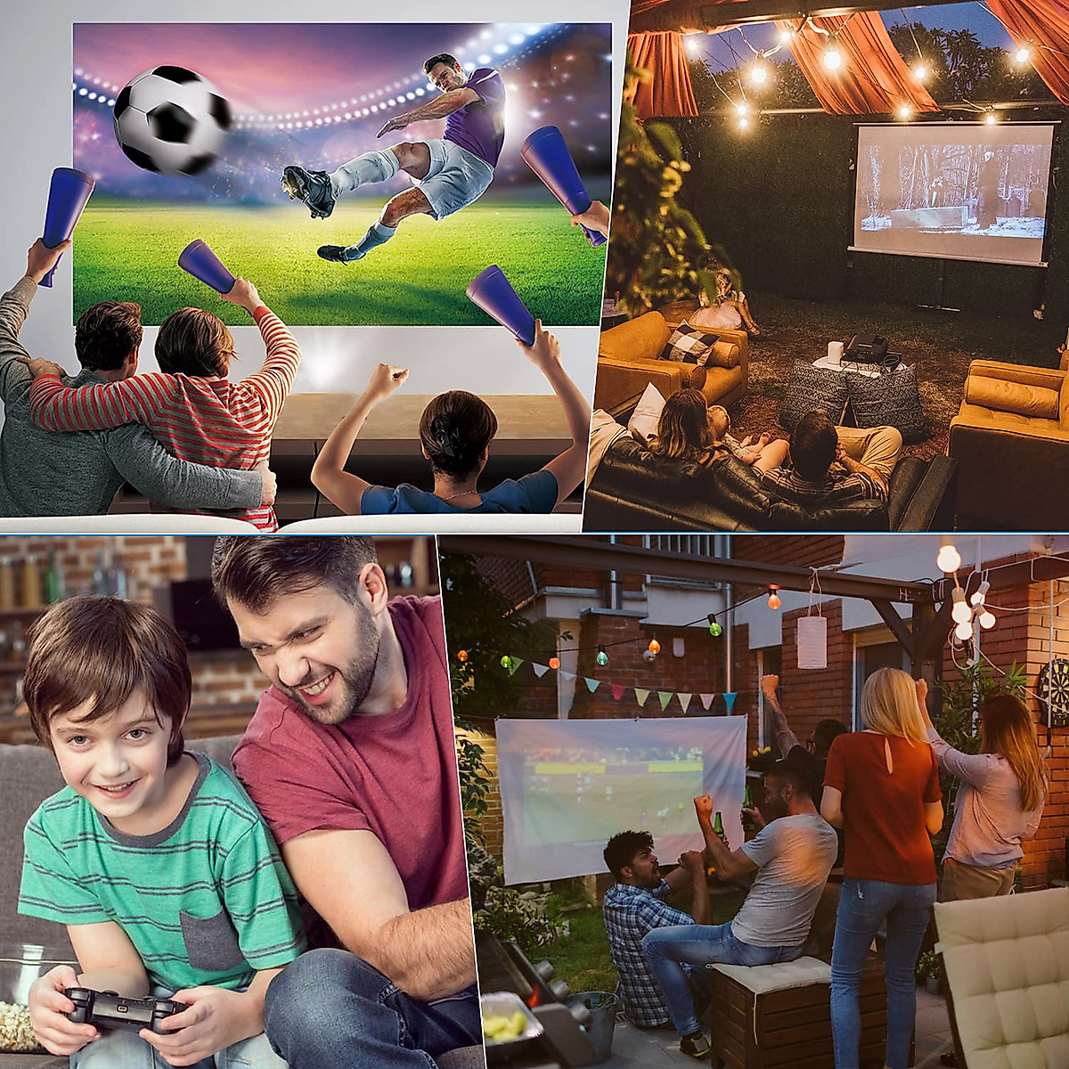 Mini Video Projector with 6500 Brightness, 1080P Supported, Portable Outdoor Movie Projector, 176" Display Compatible with TV Stick, HDMI, USB, VGA, AV for Home Entertainment