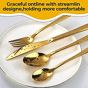Gold Silverware Set，24-Piece Stainless Steel Flatware Service for 6, Mirror Finish Cutlery Set with Gift Box