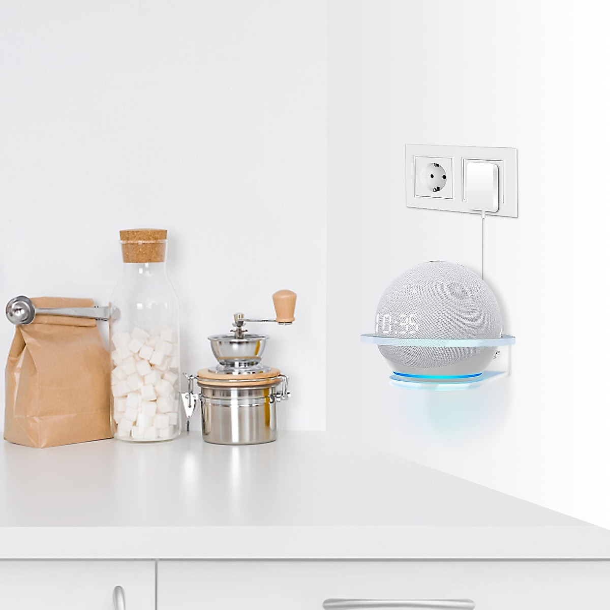 HomeMount Clear Screw Wall Mount - All New 4th Gen Acrylic Holder, Space Saving Solution Bracket Shelf Compatible with Homepod Mini Speaker & Cylindrical Portable Speakers (Clear 2Pack)