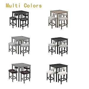PEIHONGET 5-Piece Dining Table Set,Modern Bar Table and Chairs Set with Linen Fabric Cushions,Kitchen Breakfast Table Set with Solid Wood Legs, for Living Room, Dining Room,Game Room (Gray)