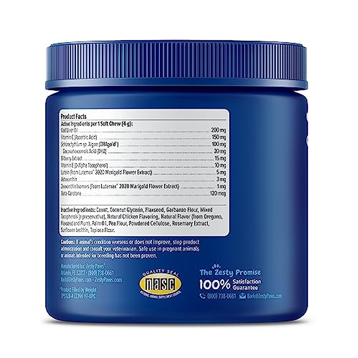 Zesty Paws Eye Supplement for Dogs - Vision Support with Lutein + Vitamin C & Astaxanthin Antioxidants - Dog Vitamins for Eyes + Fish Oil for Omega 3 EPA & DHA Fatty Acids for Senior Dogs - 90 Chews
