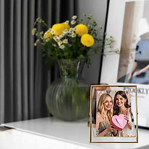 AhaGo Gold Floating Frame (8"×10", 2 Set), For Picture 7x9, 6x8, 5x7, Tabletop Shelf Photo Frames, Classy for Mother's Day, Wedding or Birthday