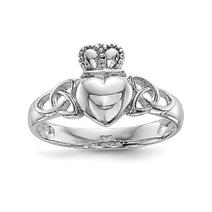 925 Sterling Silver Heart Love Irish Claddagh Celtic Ring Jewelry Size 8