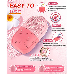 MYSEXY Ice Roller for Face & Eye, Beauty Facial Ice Rollers Ice Holder Mold Face Puffiness Relief Massage Skin Care Tools for Brighten Lubricate Shrink Pores Remove Fine Lines (Pink)