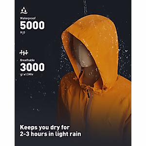 ATLASLAVA Men's Packable Rain Jackets Lightweight Waterproof Reflective Windbreaker Coat with Hood Cycling Running Golf Orange 2XL