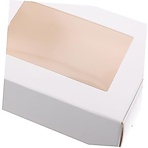 NUOBESTY 50pcs Packaging Boxes Mini Cake Containers Clear Bread Box Soap Container Treat Box Compact Paper Box for Cookie Small Cake Boxes Packing Box Storage Box Carton Airplane Box White