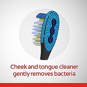 Colgate 360 Total Advanced Floss-Tip Bristle Toothbrush, Black and Blue, Solar Powered, Unisex-Adults