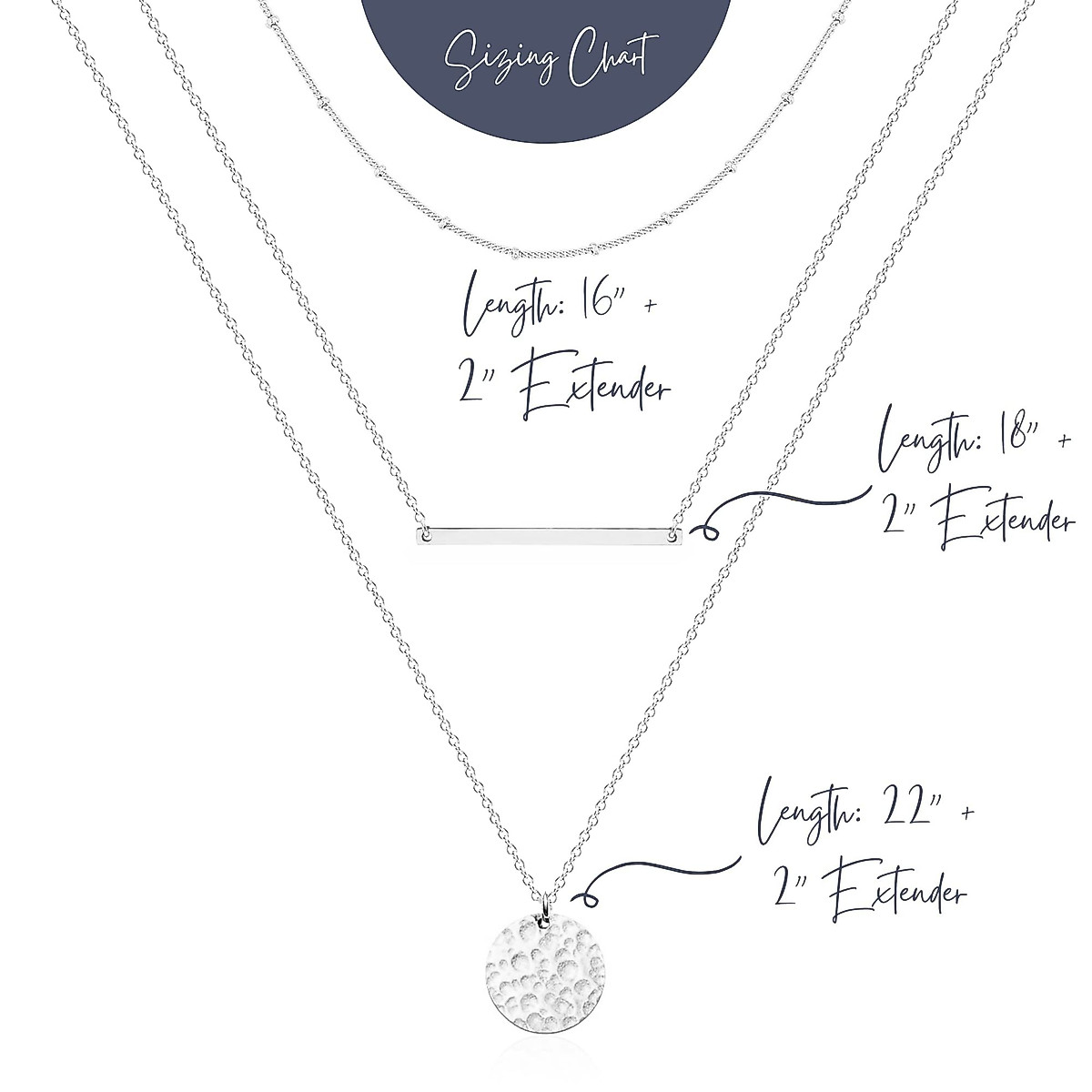 Ava Riley Dainty Gold Necklace for Women - Bar Hammered Disc Pendant Necklaces for Women Trendy - Silver Paperclip Chain Long Necklace Jewelry Set