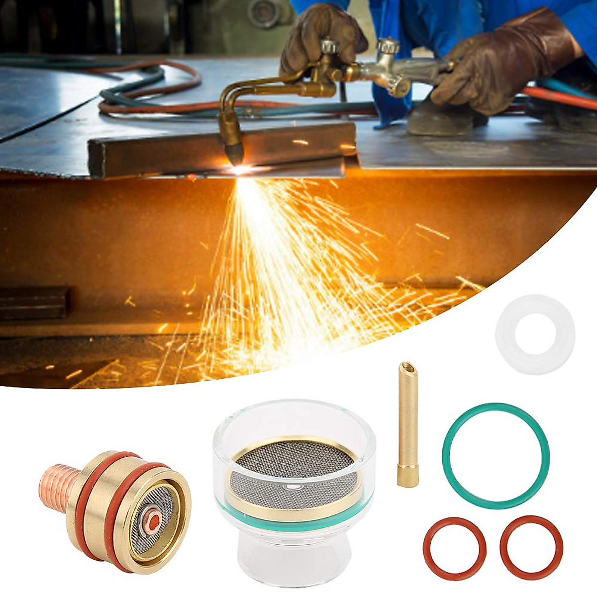 Welder The Rubber Torch 3.2Mm Tfm53Ncn Tig Welding Kit Tig Torch Welding Torch Glass Cup Collet for Wp9 Wp202.4Mm (1.6mm)
