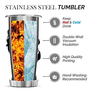 FOCIUZTA 20oz Coral and Navy Geometric Abstract Tumbler with lid, Travel Coffee Cup, Ideal for Easter, Gaming Enthusiast, Mother Day, and birthday gifts