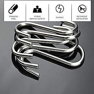 S Hooks for Hanging, Stainless Steel S Hooks, S Shaped Heavy Duty Hanging Hanger Closet Hooks for Jeans, Kitchen, Bathroom, Plants, 10 Pack, 4.3"