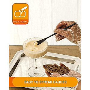 EUIRIO 5PCS Large Serving Utensils Set, Matte Black Hostess Flatware Serving Utensils, Heavy Duty Stainless Steel Serving Spoon, Slotted Spoon, Serving Fork, Sugar Spoon&Butter Knife, Dishwasher Safe