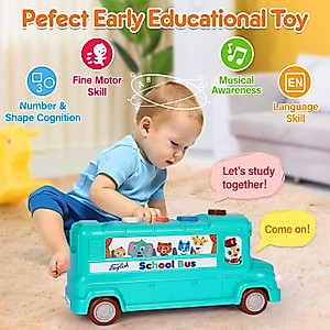 Toys for 1 Year Old Boy Gifts, Baby Toys 12-18 Months School Bus Learning Toys for 1 2 3 Year Old Boys Girls Kids Education Toys with Alphabet ABC/Music/Light/ for Toddlers 1-3 Birthday Xmas Gifts