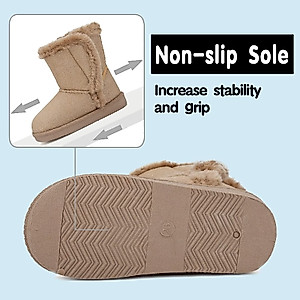 CIOR Toddler Snow Boots for Girls Boys Winter Warm Kids Boots Outdoor Shoes U121ELTX01-T.Khaki-21