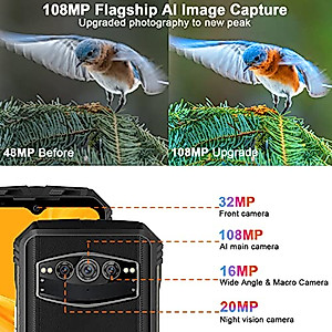 DOOGEE V30 Rugged Smartphone(2023), eSIM Dual 5G 15GB+256GB Rugged Phone Unlocked, 6.6" FHD+ /120Hz Rugged Cell Phone, Dual Hi-Res Speakers, Android 12, 108MP Triple Camera, Night Vision, NFC, OTG