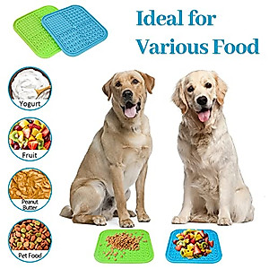 PatiencET Licking Mat for Dogs Cats 2 Pack, Dog Peanut Butter Lick Pad with Strong Suction Cups for Calming, Reduce Anxiety Boredom (Blue & Green)