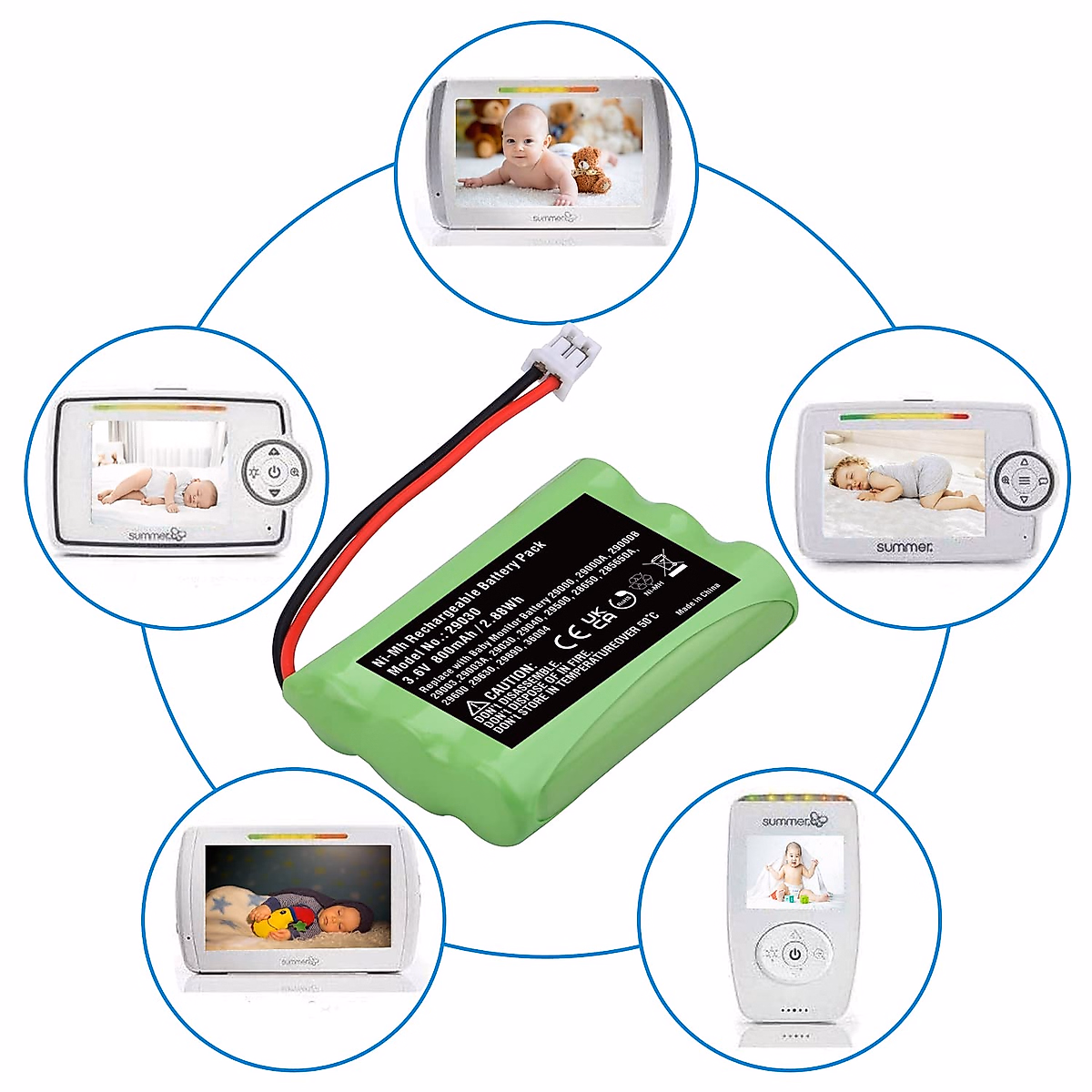 29030 Baby Monitor Replacement Battery,3.6V 800mAh for Summer Infant Wide View 29040 29030 29000 29000A 29000B 29003 29003A 29500 28650 28650A 29600 29630 29890 36004 Handheld Baby Monitor