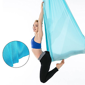 Aerial Yoga Hammock, 2.8x1m/9.2x3.3ft Durable Elastic 2.8M Pilates Swing Fitness Training Accessory Sky Blue Set Antigravity Inversion Exercises Improved Flexibility & Core Strength - Extension