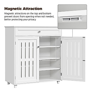 Yaheetech Shoe Cabinet, 4-Tier Shoe Storage Cabinet with Drawer & Adjustable Shelves, Wooden Shoe Rack Organizer with Louvered Doors for Entryway, Hallway, Bedroom, Closet, Living Room, White