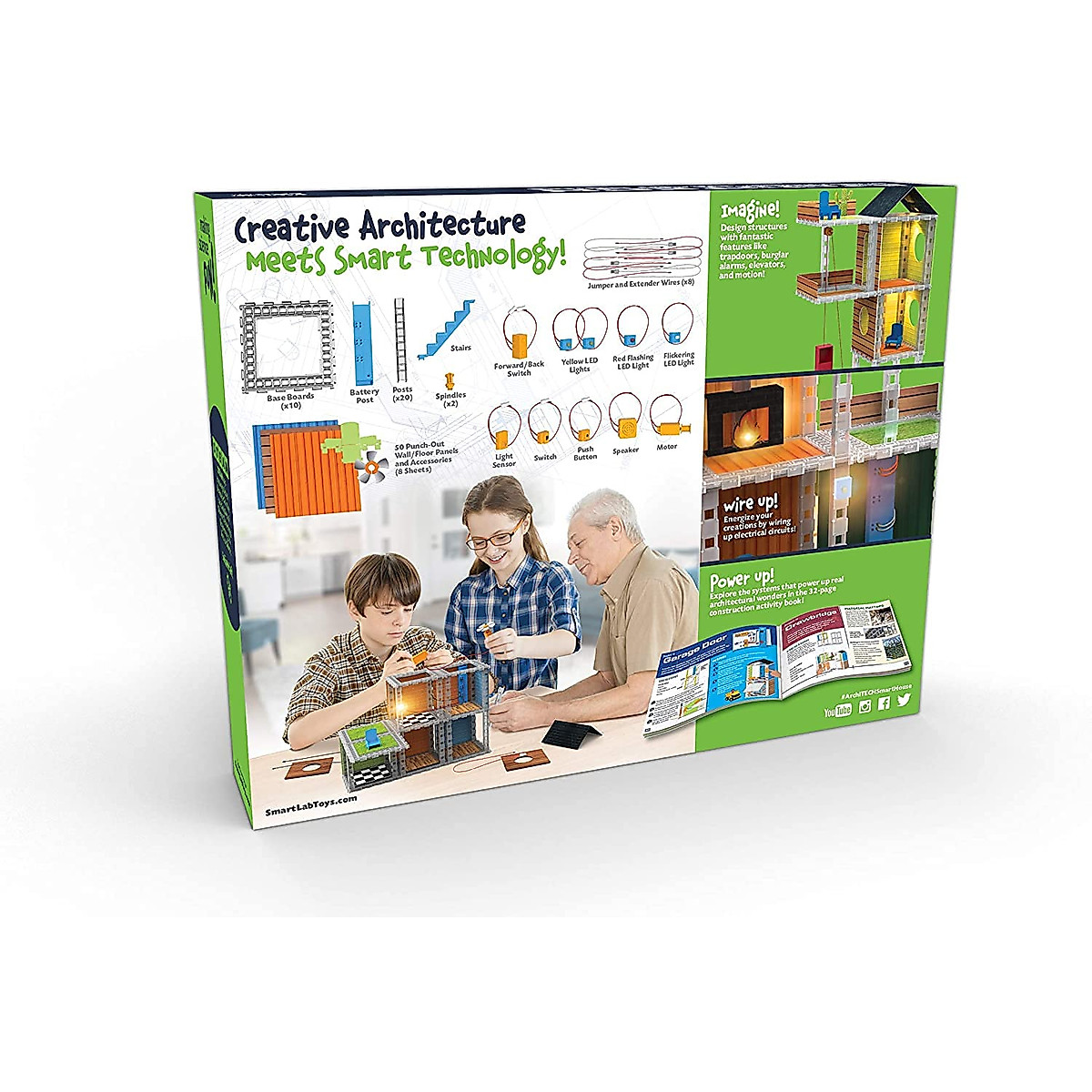 SmartLab Toys Archi-TECH Electronic Smart House - Educational Home Design Room Decoration Stem Building Toys & Engineering Kit - Build Your Own Smart House with Activity Book Building Set & 2x E-Books