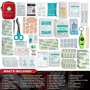 General Medi First Aid Kit - 170 Pieces Hard Case and Lightweight - Great for Travel, Home, Office, Vehicle, Camping, Workplace & Outdoor (Red)